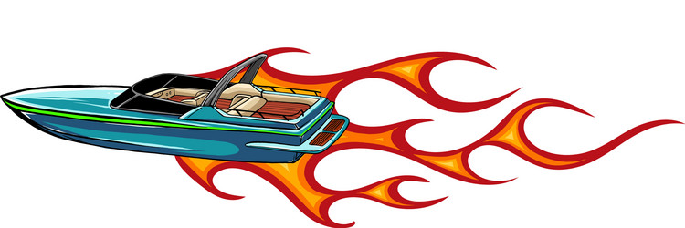 Boat race icon with flames art Royalty Free Vector Image