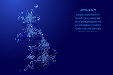 United kingdom map from blue pattern Royalty Free Vector