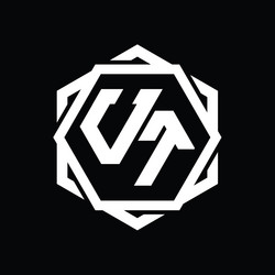 Ut logo monogram hexagon diamond shape Royalty Free Vector