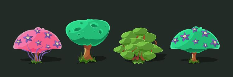 Fantastic tree and alien magic plants game asset Vector Image
