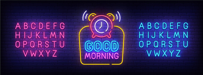 Good morning neon sign morning logo neon Vector Image