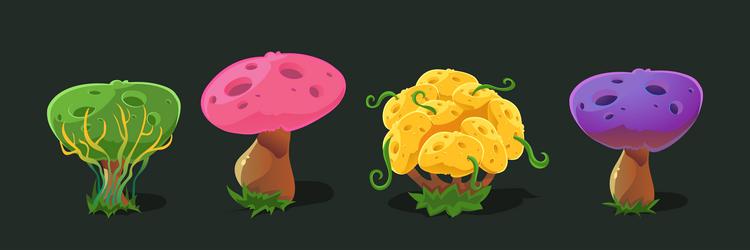 Fantastic tree and alien magic plants game asset Vector Image