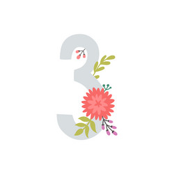 Decorative number three made with tulips Vector Image