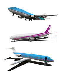 3d white glossy commercial jet airplane take off Vector Image
