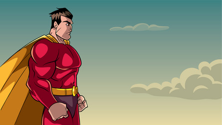 Superheroine side profile sky background Vector Image