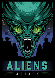 Aliens attack monochrome vintage flyer Royalty Free Vector