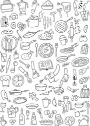 Cooking food doodles Royalty Free Vector Image