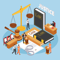 Law Justice Composition Concept 3d Isometric View Vector Image