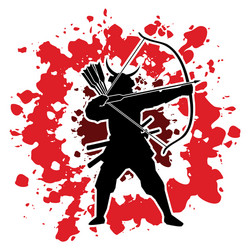 Samurai warrior with bow bowman archer fighter Vector Image