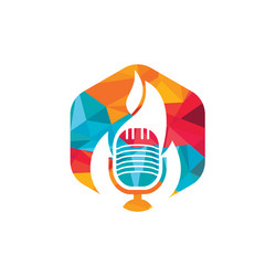 Fire podcast logo design template Royalty Free Vector Image