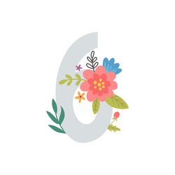 Floral six Royalty Free Vector Image - VectorStock