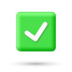 Realistic check mark green 3d icon right Vector Image