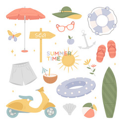 Collection of summer beach elements Royalty Free Vector