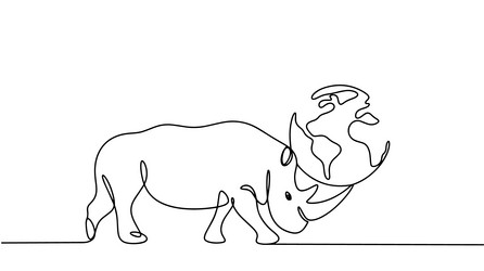 One Line Rhino Vector Images (over 120)