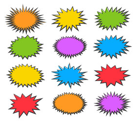 Starburst seals set bursting rays clip art red Vector Image
