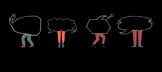 Funny cartoon doodle message stickers on white Vector Image