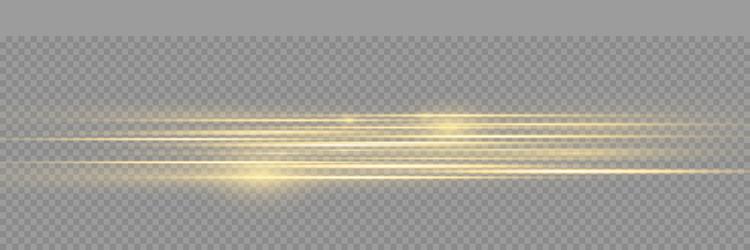 Golden glow line yellow horizontal light rays Vector Image