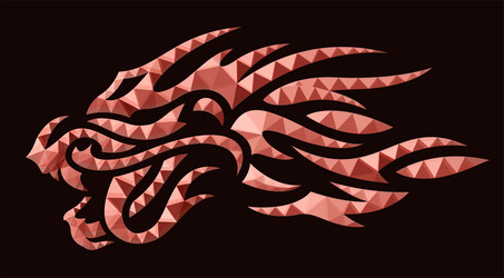 Low poly art with red flaming dragon head Vector Image