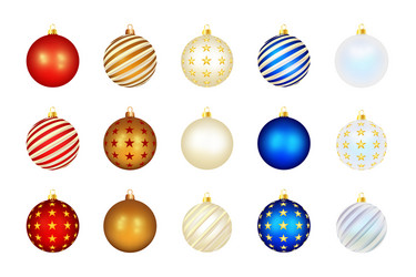 White and gold christmas balls set Royalty Free Vector Image