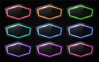 Neon light banners set halogen or led lamp square Vector Image