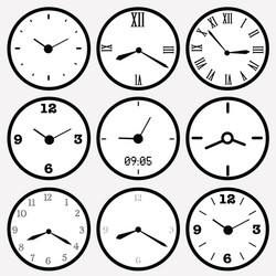 Learning time clock set Royalty Free Vector Image