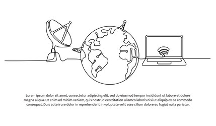 Continuous line design of laptop technology Vector Image