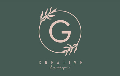 G letter logo design with pink circle and green Vector Image