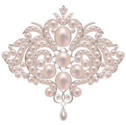 Ornate Silver and Emerald Brooch Royalty Free Vector Image