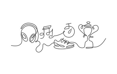 Heartbeat pulse one single line drawing Royalty Free Vector