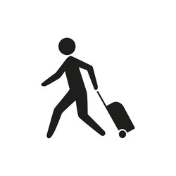 Passenger running to check-in counter icon Vector Image