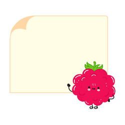 Raspberries poster character hand drawn cartoon Vector Image