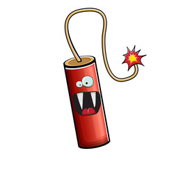 Cartoon burning dynamite characters isolated Vector Image