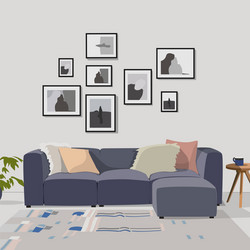 Modern living room interior design scene Vector Image