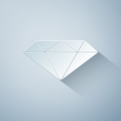 Paper cut diamond icon isolated on grey background