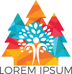 Pine tree people logo design Royalty Free Vector Image