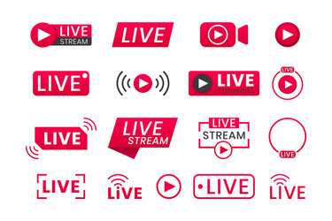 Live streaming logo design with play button Vector Image