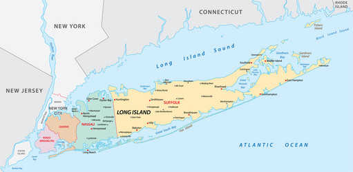 Map of the hamptons region long island Royalty Free Vector