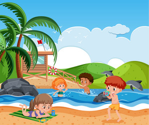 Children in the Beach Clipart Vector Images (over 1,500)