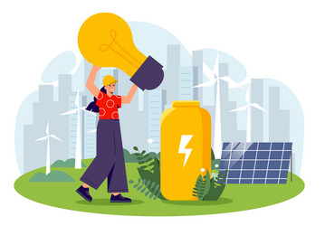 Renewable energy concept with solar and wind Vector Image