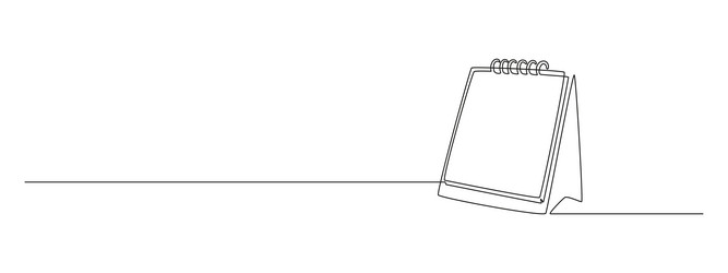 Loose-leaf calendar in one continuous line drawing
