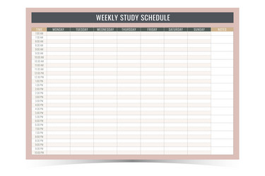 Weekly study schedule template Royalty Free Vector Image
