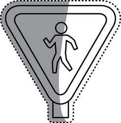 Caution sign crosswalking pedestrian Royalty Free Vector