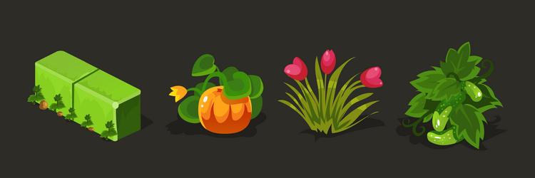 Game planting and garden object element Royalty Free Vector