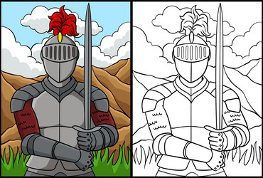 Knight in armor cartoon colored clipart Royalty Free Vector