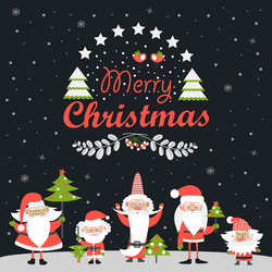 Cute cartoon santa claus behind christmas tree Vector Image