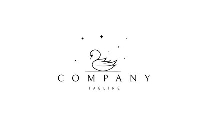 Swan tech line simplicity logo Royalty Free Vector Image
