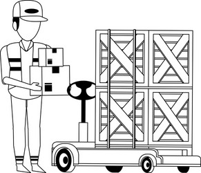 Warehouse worker logistics job concept in black Vector Image