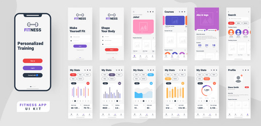 Fitness app material design with flat ui web Vector Image