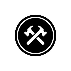 Hammer logo design template two hammers Royalty Free Vector