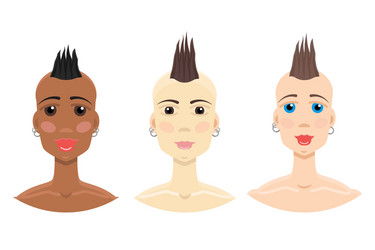 Mohawk hairstyle set hipster Royalty Free Vector Image